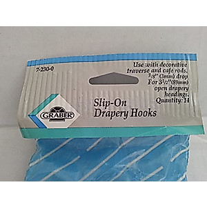 Graber 3-Inch Slip On Drapery Hooks with 1/8-Inch Drop. 14 Hooks per Bag