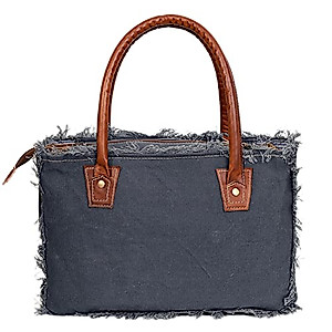 Ruzioon Upcycled Canvas Hand Bag, Canvas & Cowhide Tote Bag, Canvas Tote Bag, Cowhide Leather Handbags, Canvas Shoulder Bags for Women