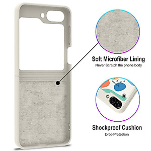 Bonoma Case for Samsung Galaxy Z Flip5 5G with Kickstand Ring Holder, Cute Slim Silicone Shockproof Protetive Bumper Women Girl Phone Case for Samsung Galaxy Z Flip5，Antique White