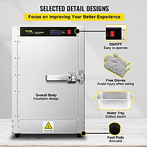 VEVOR Hot Box Food Warmer, 16"x22"x24" Concession Warmer with Water Tray, Four Disposable Catering Pans, Countertop Pizza, Patty, Pastry, Empanada, Concession Hot Food Holding Case, 110V UL Listed