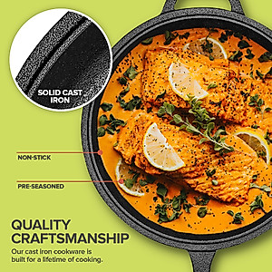 Modern Innovations 3-in-1 Dutch Oven, Cast Iron Pan (3.2QT) and Cast Iron Skillet (1.6QT) Combo, Cast Iron Pan with Lid, Preseasoned Cast Iron Pots and Pans Set, RV or Lodge Camping Cast Iron Set