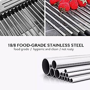 Roll Up Dish Drying Rack in Sink Stainless Steel Kitchen Folding Rack Over Sink Dish Drainer16.9’’(L) x10.2’’(W)