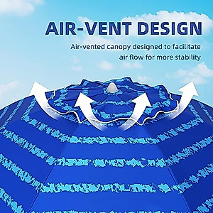 AMMSUN Beach Umbrellas for Sand Heavy Duty Wind Portable,6.5 ft Beach Umbrella with Sand Anchor & UV Protection,Outdoor Patio Umbrella with Carry Bag for Beach Patio Garden Outdoor (Blue)