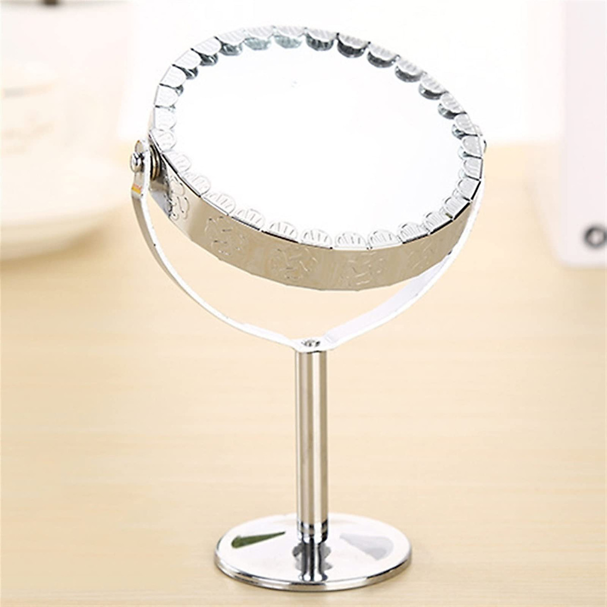LEEOX Make Up Mirror Magnification Circular Makeup Mirror Dual 2 Sided Round Shape Rotating Cosmetic Mirror Stand Magnifier Mirror Standing Mirror