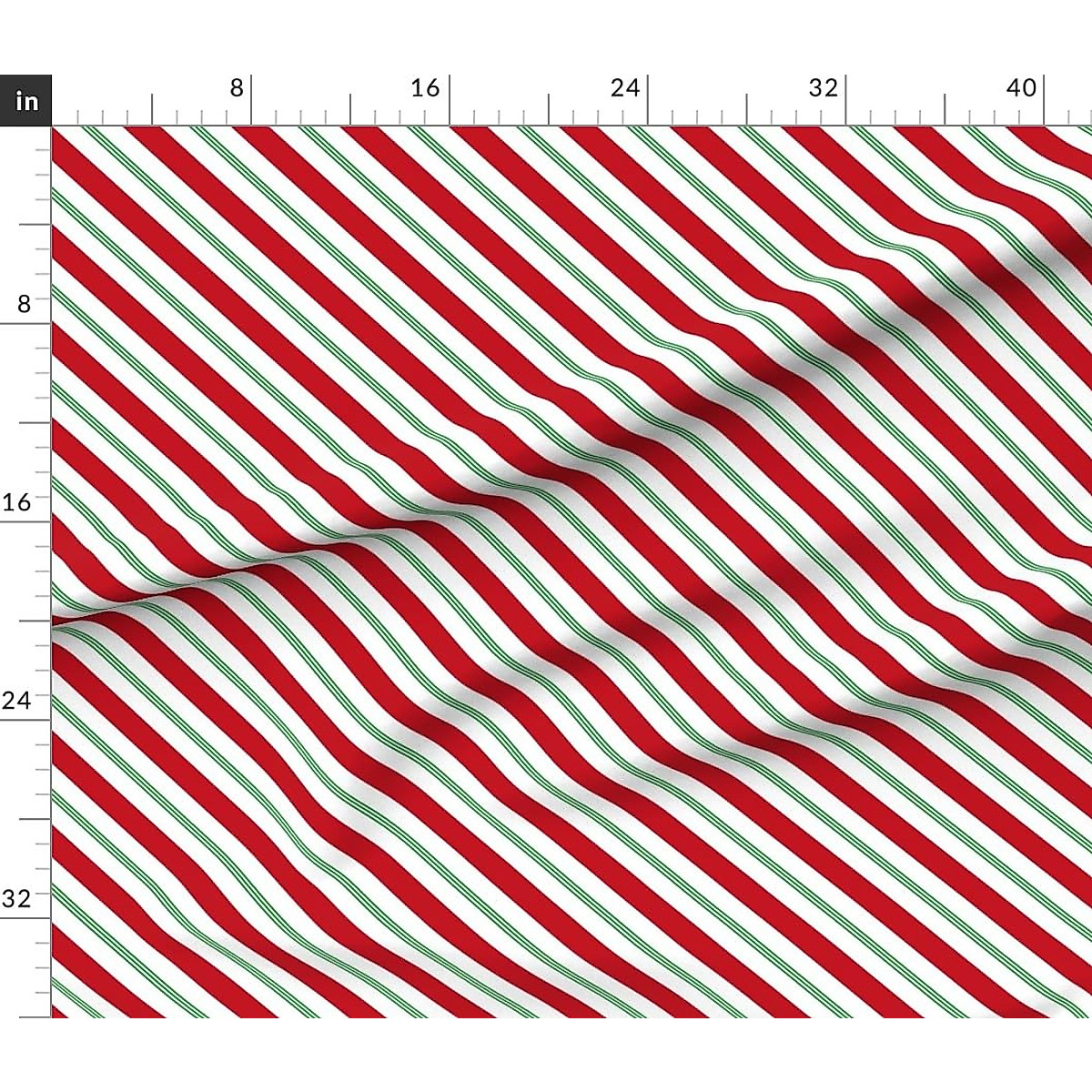 Spoonflower Fabric - Christmas Candy Cane Stripe Diagonal Stripes Green Red Whimsical Printed on Petal Signature Cotton Fabric Fat Quarter - Sewing Quilting Apparel Crafts Decor
