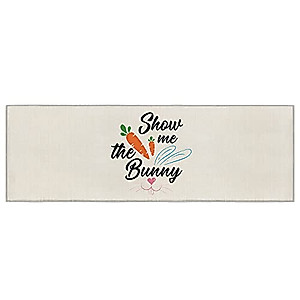 Kitchen Rugs and Mats Easter Show Me The Bunny Carrots Floor Mats Non-Slip Doormat Washable Kitchen Runner Rug for Kitchen Floor Home Office Sink Laundry (19.7"x47.2")