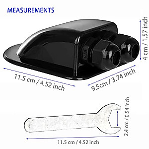 LGOUW Solar Double Cable Entry Gland Box, RV roof Waterproof ABS Solar Entry housing for RVs, Boats, Yacht, Roofs - Black