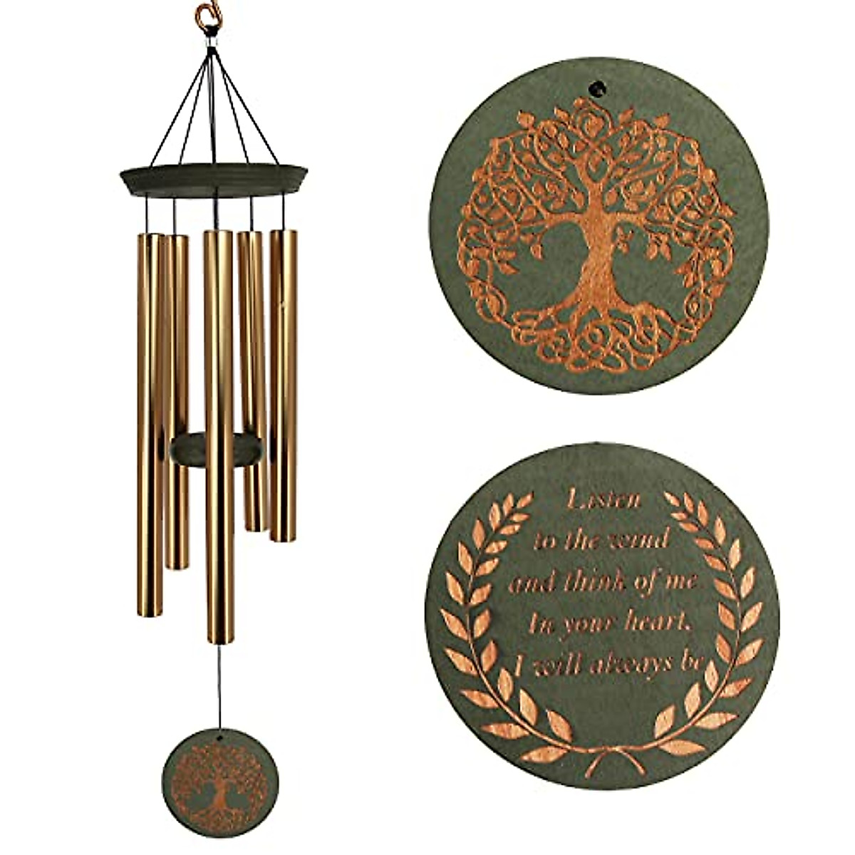 Sympathy Wind Chimes Outdoor Double-Sided Engraved,36 Inch Memorial Wind Chimes for Loss of Loved One,Memory Wind Chime for Mother Father Grandma Husband,Tree of Life Memori Gift