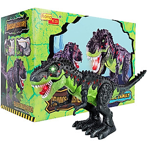 SY JOYSAE WonderPlay Tyrannosaurus T-Rex Dinosaur with Lights and Realistic Sounds Action Figure Toy - Light Up Eyes, Awesome Sounds - Walks on Its Own! - Great Gift Boys 3+,Battery Operate (Green)