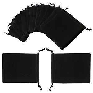 Ankirol 50pcs Velvet Drawstring Bags Jewelry Bags Pouches (Black, 5" X 7")