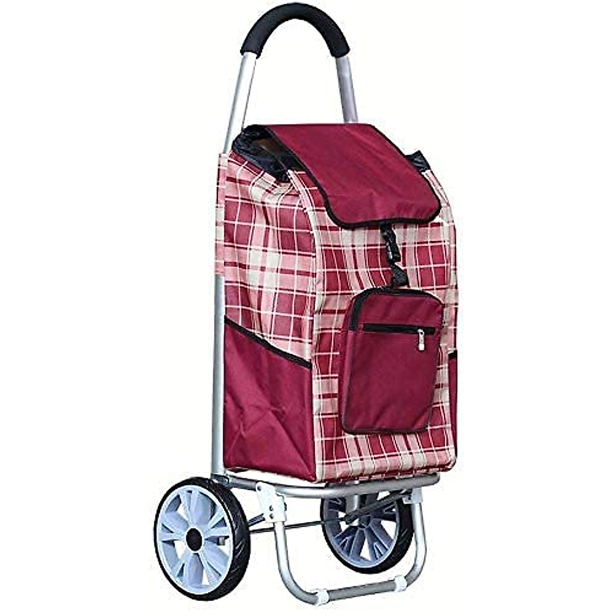 Shopping Trolley on Wheels Multi Function Shopping Cart Reinforced Aluminum Alloy Folding Portable Trolley Anti-Skid Handle Bearing Gravity Enhanced Storage Hand Trucks,Black ,