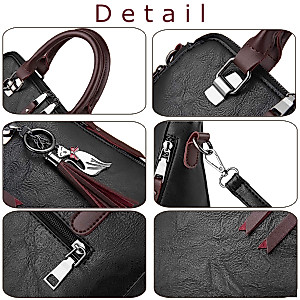 Dayfine Women Handbags PU Long Strap Shoulder Bag Ladies Tote Bag Cross-body Bags Purse Messenger Bags-Black