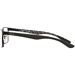 Ray-Ban RX8415 Rectangular Prescription Eyeglass Frames, Matte Black On Black/Demo Lens, 55 mm