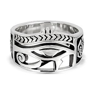 WithLoveSilver 925 Sterling Silver Ancient Egyptian Eye of Horus Symbol of Protection Ring (12)