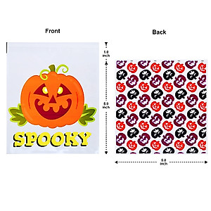 JOYIN 150 Pcs Halloween Cellophane Treat Bags, Halloween Clear Self Adhesive Cookie Bags Mini Candy Bags for Trick or Treat, Double Sided Halloween Bags for Kids Halloween Party Favor Supplies