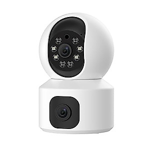YI Dual-Lens Indoor Camera, 2.4Ghz Home Security Camera System with Fixed Lens and Dome Camera in 1, Expanded Viewing Angle, Motion Tracking, Dual-Screen Display, Two-Way Audio, Phone Alerts