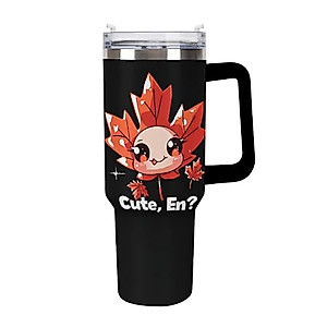 Eh Canadian Flag Maple Leaf 40OZ Tumbler Stainless Steel Travel Mug Water Bottle Car Cup Tea Cups with Lid Black-style