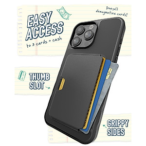 Smartish® iPhone 15 Pro Max Slim Case with Wallet for MagSafe iPhones - Gripmunk - Magsafe Compatible Thin Grip Cover + Detachable Magnetic Credit Card Holder - Black Tie Affair
