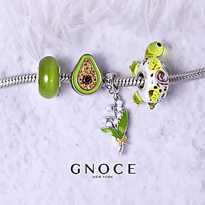 GNOCE Turtle Murano Glass Charm Bead 925 Sterling Silver Charms Fit Bracelet/Necklace For Women Wife