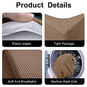 Tlswshsy RV Dinette Cushions Covers - Stretch Sofa Seat Slipcovers - Washable Loveseat Sofa Furniture Protector for Camper Car Bench (Camel 2 Backrest Covers & 2 Bench Covers)