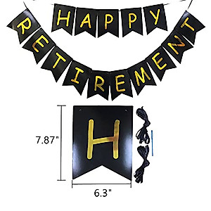 Retirement Party Decorations for Men Women Black Gold Happy Retirement Banner Hanging Swirls Kit for Retirement Party Decor Supplies