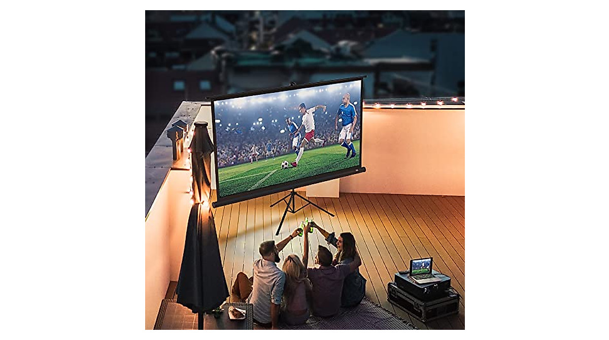 HYZ 100-Inch Projector Screen with Stand - Easy Setup for Indoor ...