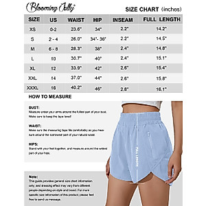 Blooming Jelly Womens High Waisted Running Shorts Athletic Workout Shorts Quick Dry Pants with Zipper Pocket(Small,Sky Blue)