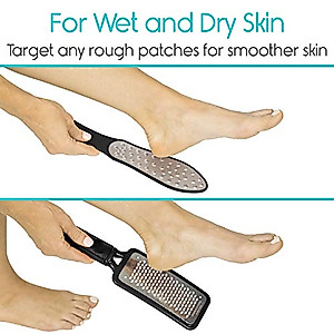 Vive Foot File (3 Pack) - Callus Remover Pedicure Tool Kit for Men, Women Care - Dead Skin Heel Scrub Shaver and Rough Patch Eliminator Remover for Dry and Wet Toe and Feet Peel - Rasp Scrubber Blade
