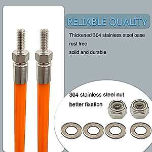 FUYEAR Snow Plow Blade Markers Guides Kit Orange 24''304 Stainless Steel Vertical Stud Mount Joint Never Break Never Rust High Visibility Fit for Boss Western plows and More
