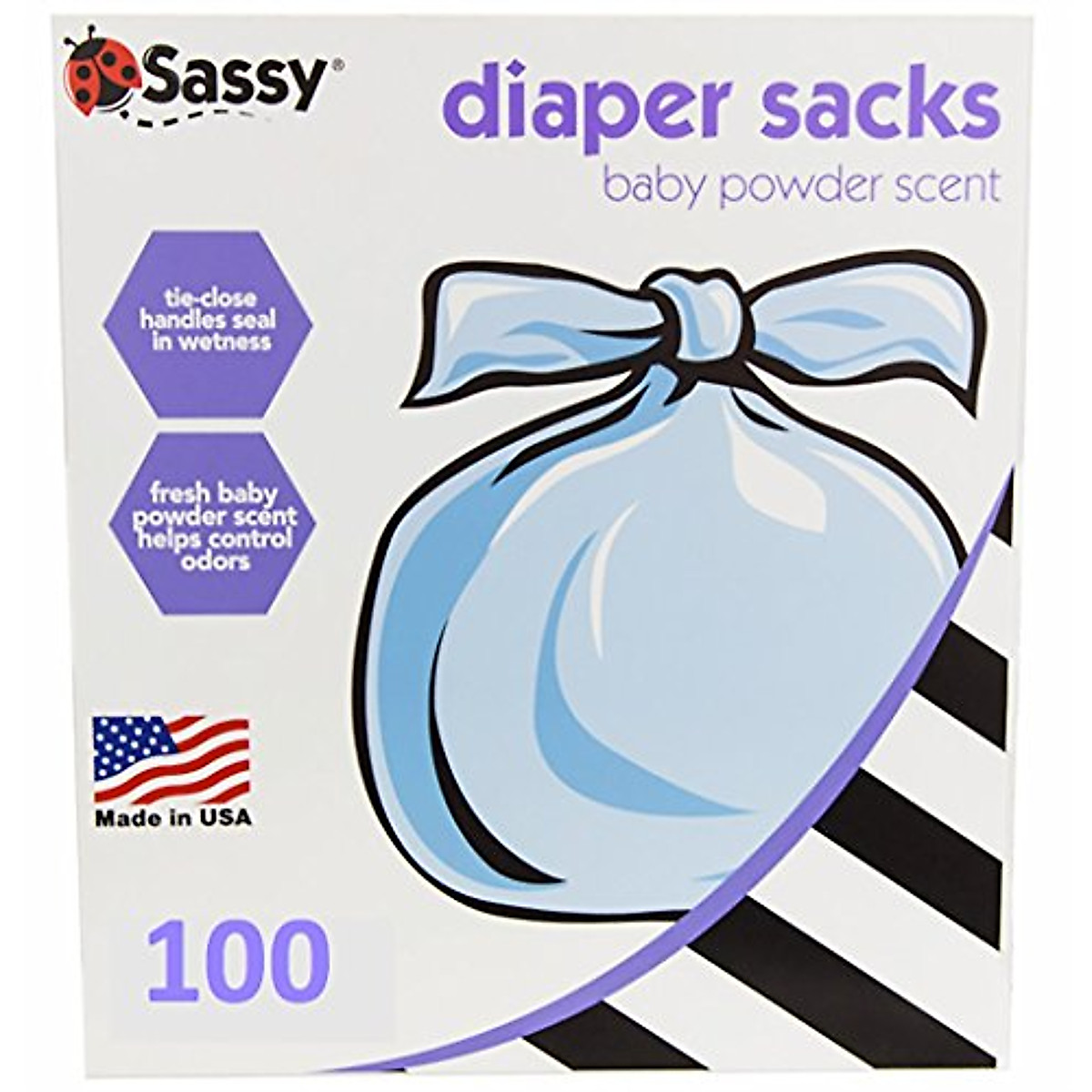 Sassy Disposable Scented Diaper Sacks - 100 Count - 25 Sacks per Roll, Blue (40012)