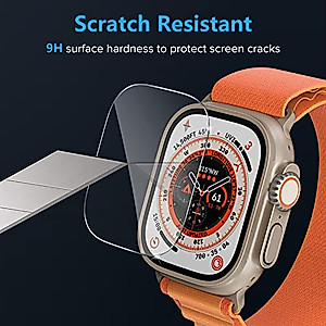 Hierusre [3 Pack] Screen Protector for Apple Watch Ultra 2/Ultra 49mm, Tempered Glass Protector Screen for iWatch Ultra 2/Ultra, Scratch Resistant, HD Clear, Touch Sensitive, Bubble Free