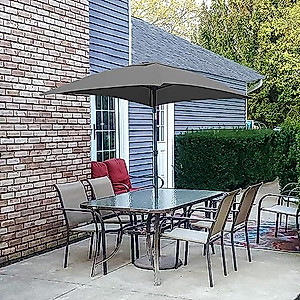 AMMSUN 6.5 x 4.5ft Rectangular Patio Umbrella Outdoor Table Umbrella Steel Pole and Fiberglass Ribs, Grey