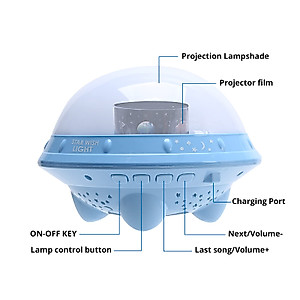 O WOWZON New Upgrade Night Light Musical Projector Star Light Projector for Bedroom, 5 Lighting Modes Mood Lights for Baby Kids Room with Remote Control,7 Sets of Film,255 Stories&Songs