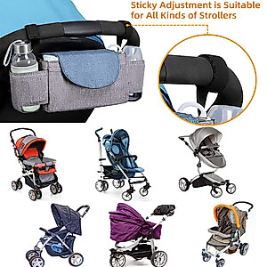 KJHG Stroller Organizer Bag,Multifunctional Stroller Bags with Insulated Cup Holder Baby Stroller Accessories Storage Bag for Bottle,Diaper,Phone,Keys,Toys,Baby Items (Black)