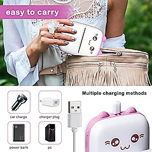 Mini Printer Portable, Pocket Thermal Printer, Inkless Printers for iOS and Android with 7 Rolls of Printing Paper in for Photos, Office Receipts, QR Codes, Labels, Notes(Pink)