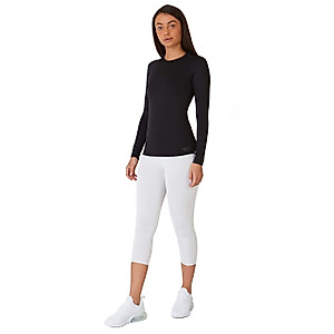 TCA Super Thermal Long Sleeve Women Running, Ski Base Layer - Compression Shirts Woman, Long Sleeve Workout Tops for Women - Black Rock, Small