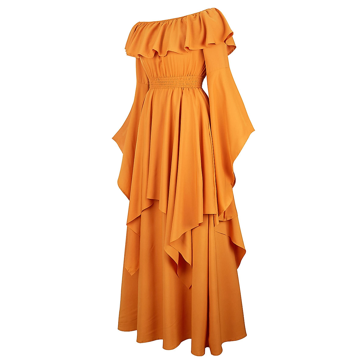 Parlsdy Renaissance Dress Women Pirate Peasant Dress Medieval Costume for Women Turmeric-L