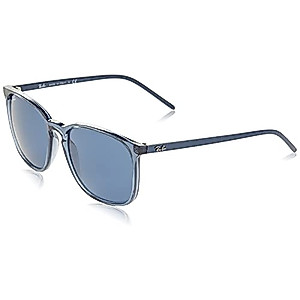 Ray-Ban RB4387 Square Sunglasses, Transparent Blue/Dark Blue, 56 mm