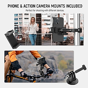 NEEWER Super Clamp with 3" Dual Ballhead Magic Arm, Cold Shoe, 1/4" Threads, Phone/Action Camera Mount Adapter for Desk Tripod Tube Crossbar Gimbal Rods Compatible with SmallRig GoPro DJI, ST83