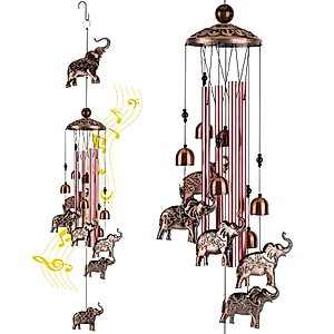 Grednfhat Elephant Wind Chimes for Outside Elephant Gift, Unique Windchimes Garden Decoration Outdoor Clearance Copper Wind Chime Christmas Birthday Gifts for Women Mom Grandma (Elephant)