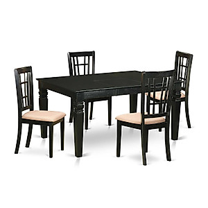 East West Furniture WENI5-BLK-C 5 Piece Dining Room Furniture Set Includes a Rectangle Kitchen Table with Butterfly Leaf and 4 Linen Fabric Upholstered Chairs, 42x60 Inch