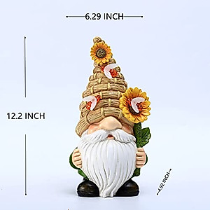 Flocked Garden Gnome Statue, Large Outdoor Gnome with Solar Lights, Funny Garden Figurines for Outdoor Home Yard Decor, Yellow