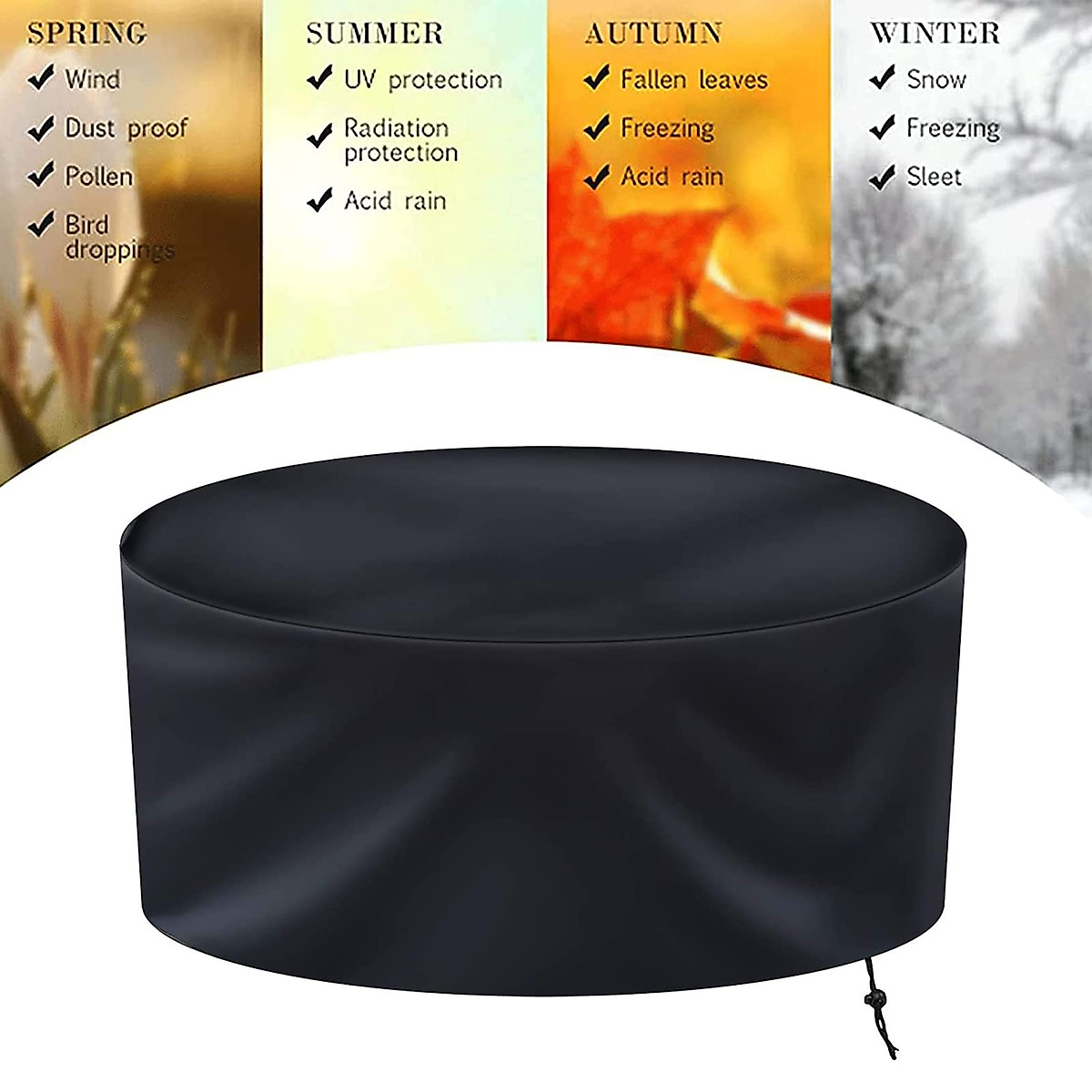 ZHANGY Garden Furniture Covers Round 24" D x 24" H, Patio Furniture Covers Waterproof, Outdoor Furniture Covers, Windproof Durable Outdoor Veranda Patio Garden Furniture Cover