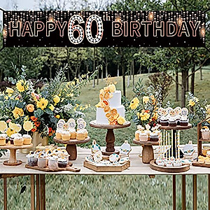 Luxiocio Happy 60th Birthday Banner Backdrop Decorations for Women, Rose Gold 60 Birthday Party Sign Supplies, Sixty Birthday Photo Booth Props Decor(9.8ft x 1.6ft)