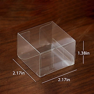 Newbested 100 Pack Clear Plastic Macaron Boxes,Transparent Chocolate Candy Cookies Malt Balls Mini Gift Packing Boxes for Valentine's Day Wedding Party Baby Shower Display(2.17" x 2.17" x 1.38")