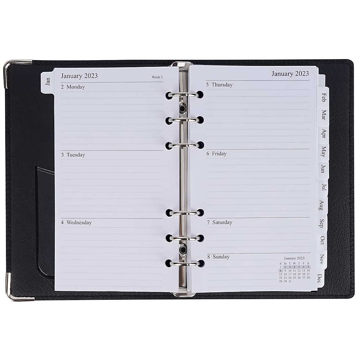 2023 Planner Refills Portable Size 3 - Monthly and Weekly with 6-Ring Binder, Compact/Personal Size