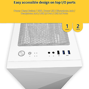 Zalman Z1 Iceberg mATX Gaming PC Case - 3 x 120mm Fans Preinstalled - Swing Door Tempered Glass Side Panel - 2 x USB 3.0 - Micro ATX, Mini-ITX, White