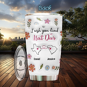 Personalized Gifts I Wish We Lived Closer Tumbler - 3D Inflated Effect - Custom State to State Mug, Long Distance Friendship Gifts, Personalized Tumbler, I Wish We Lived Closer Mug with Names