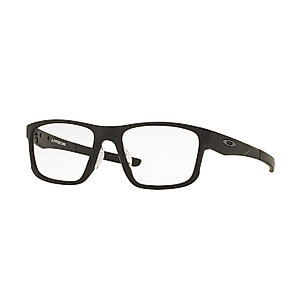 Oakley Men's Ox8051 Hyperlink Asian Fit Square Prescription Eyewear Frames, Satin Black/Demo Lens, 54 mm