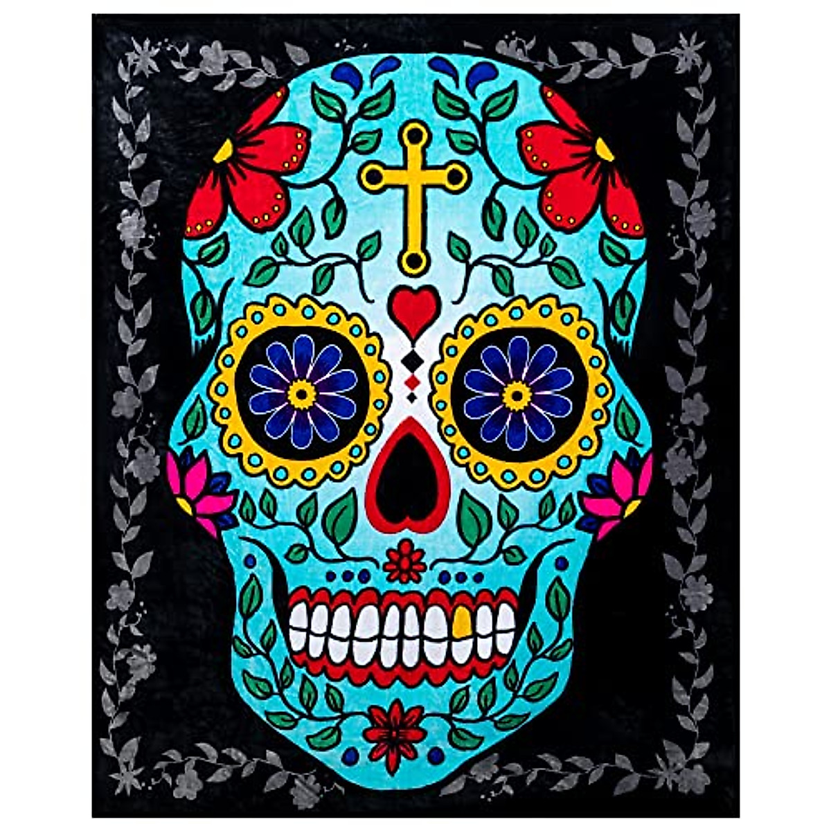 HIPFREE Sugar Skull Blanket - Day of The Dead Blanket 50" x 60" - Soft Throw Blanket for Couch Super Cozy Blanket for All Seasons - Sugar Skull Gifts for Women & Men